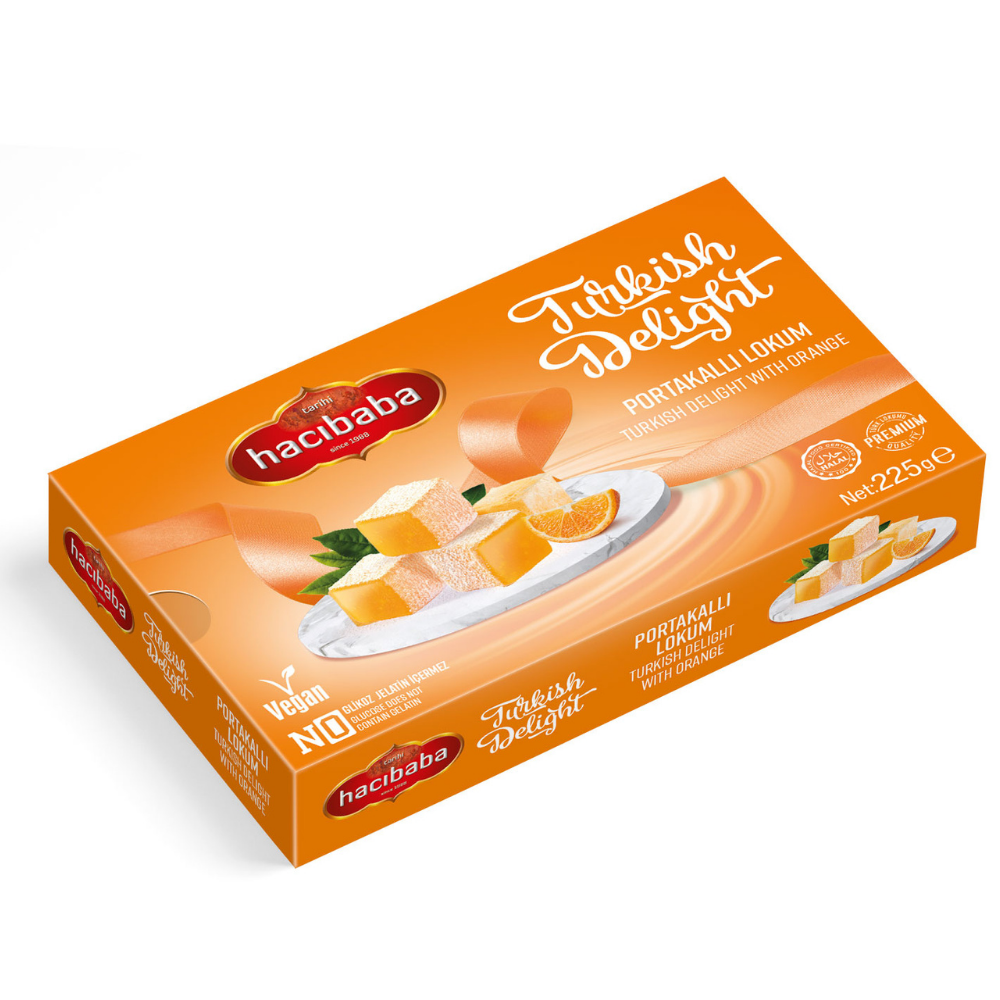 Premium Portakal Aromalı Lokum 225Gr - HACIBABA